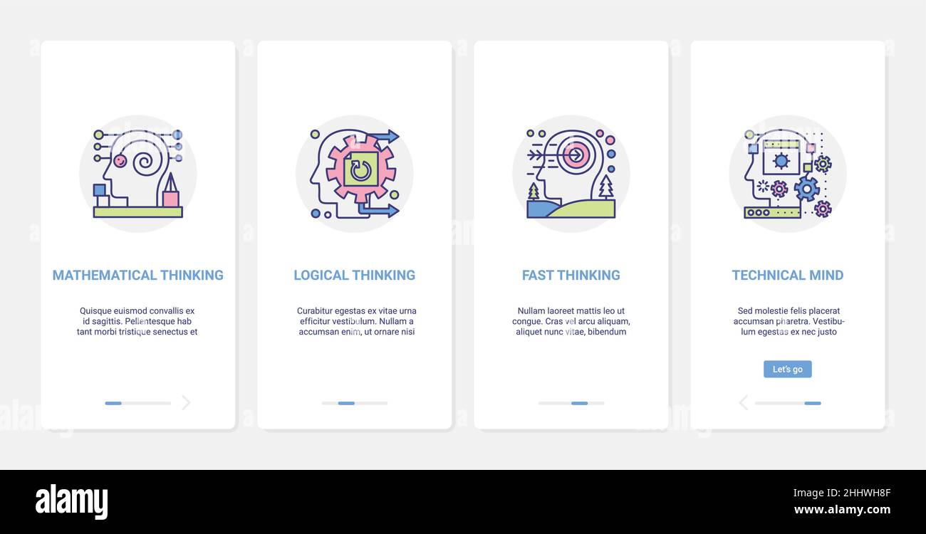 Mind processes logic vector illustration. UX, UI onboarding mobile app ...
