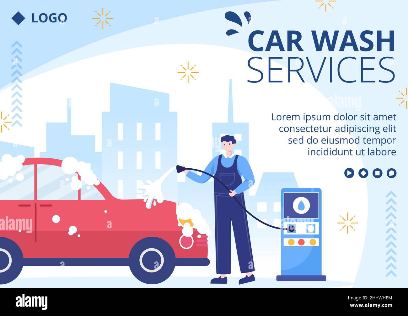 Car Wash Service Brochure Template Flat Design Illustration Editable of ...