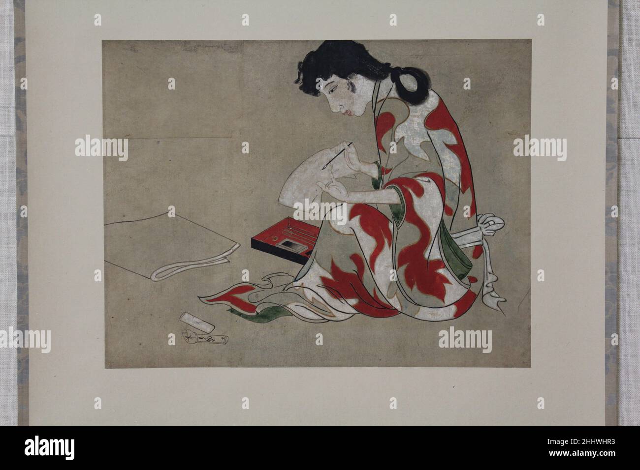 Beauty Writing a Letter (copy of a section of the Hikone Screen) 17th ...
