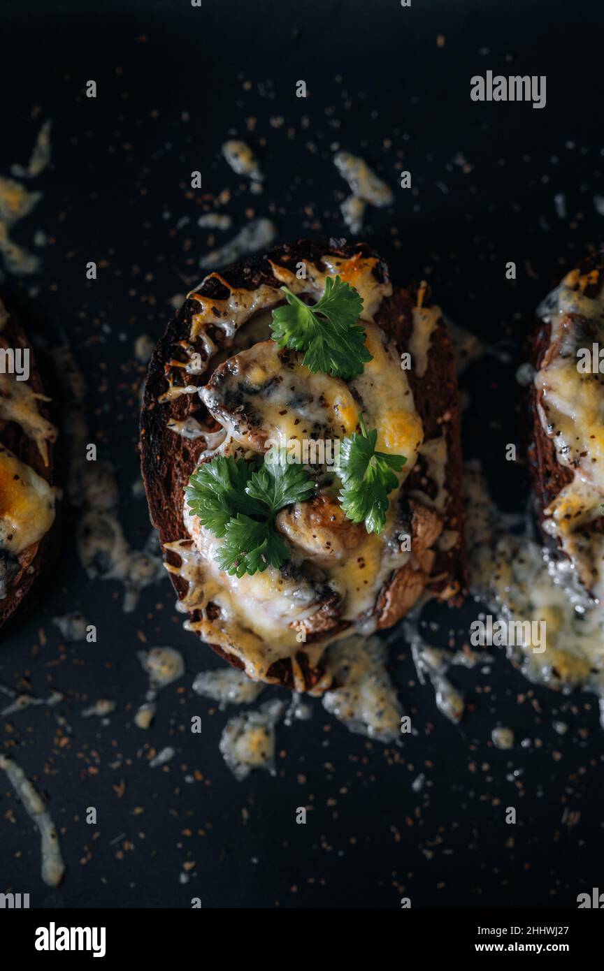 Open face toasted sandwich Stock Photo - Alamy