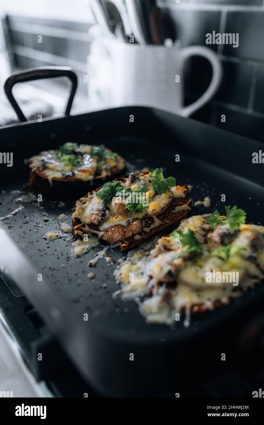 Open face toasted sandwich Stock Photo - Alamy