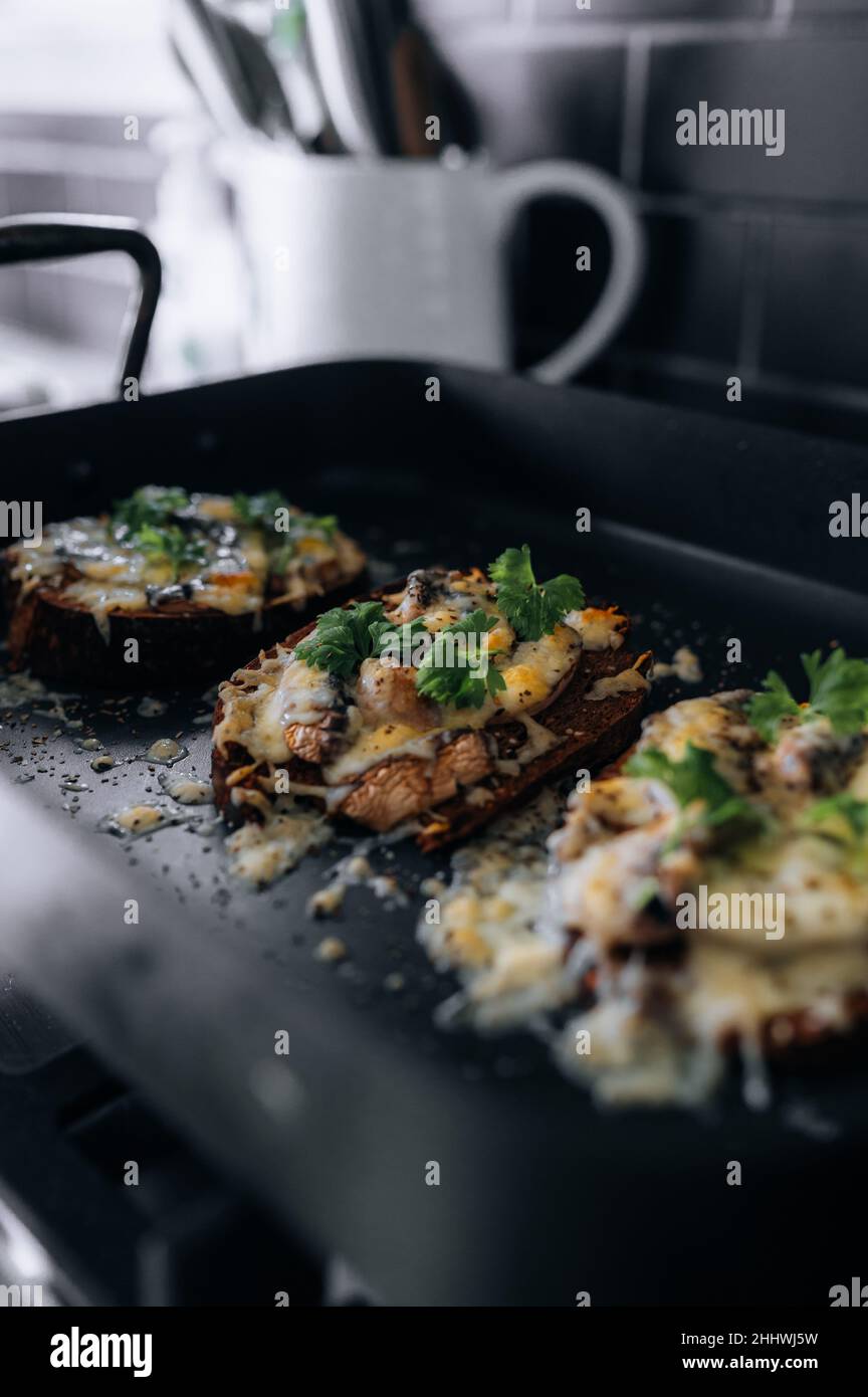 Open face toasted sandwich Stock Photo - Alamy