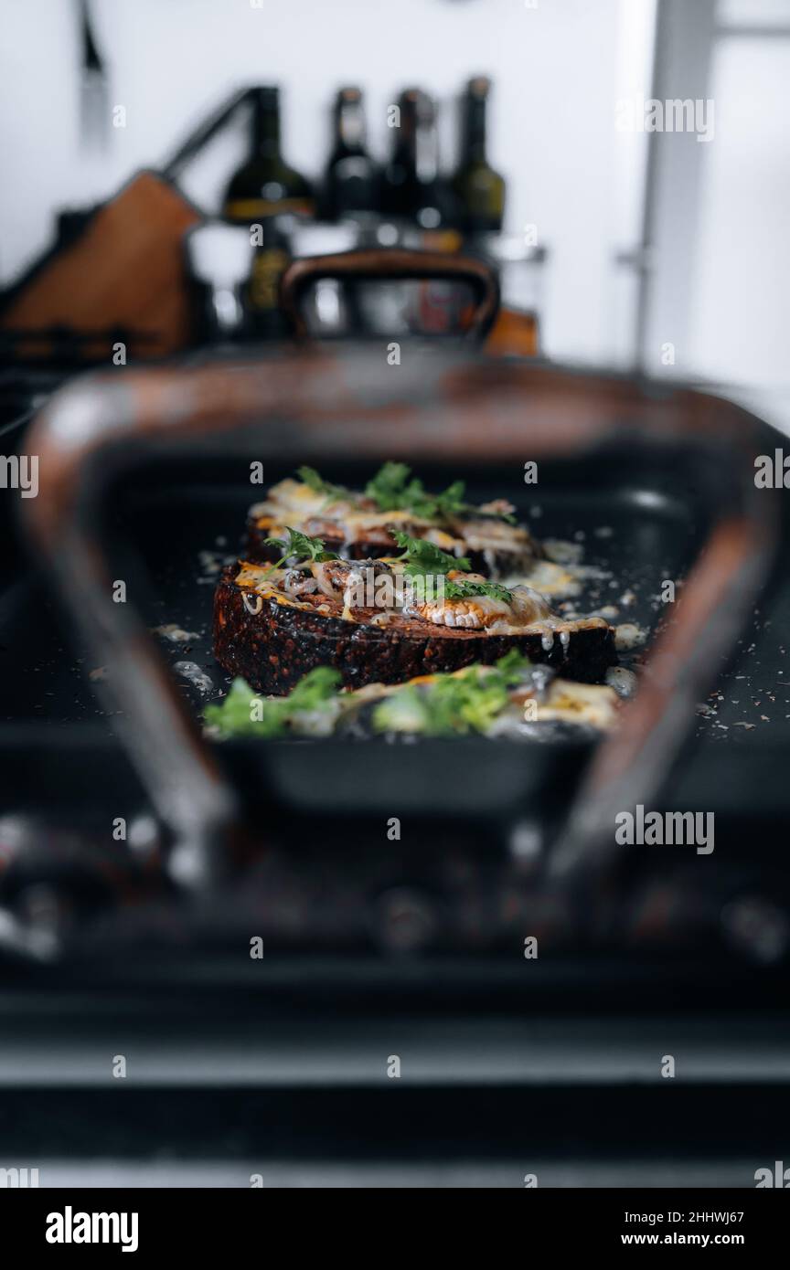 Open face toasted sandwich Stock Photo - Alamy