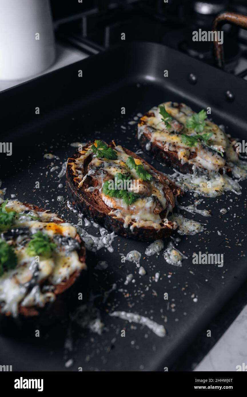 Open face toasted sandwich Stock Photo - Alamy