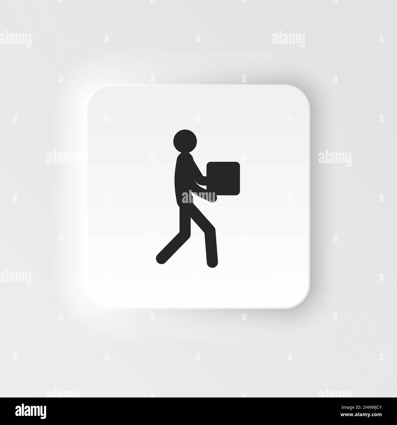 Man Moving Box Pictogram neumorphic icon Illustration design. Man ...