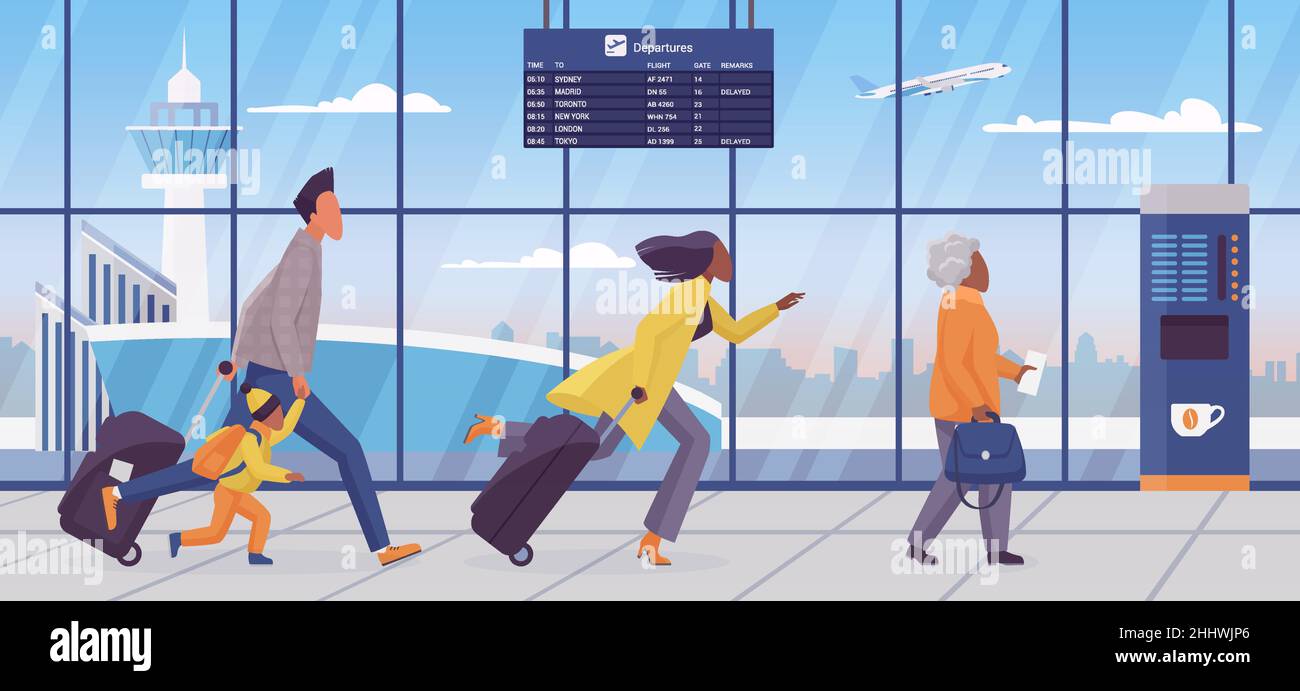 Woman suitcases waiting Stock Vector Images - Alamy