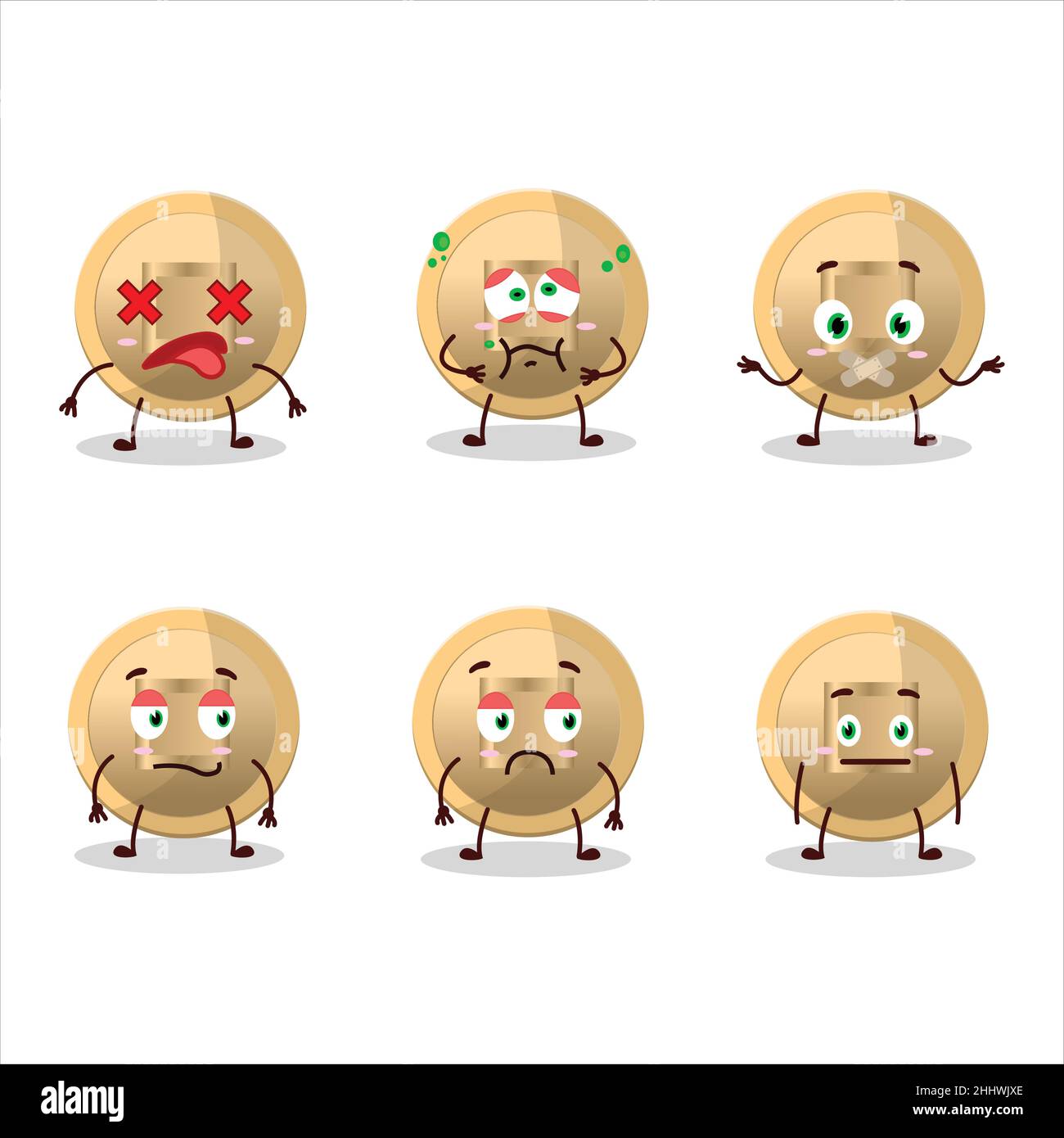 Chinese coin cartoon character with nope expression. Vector ...