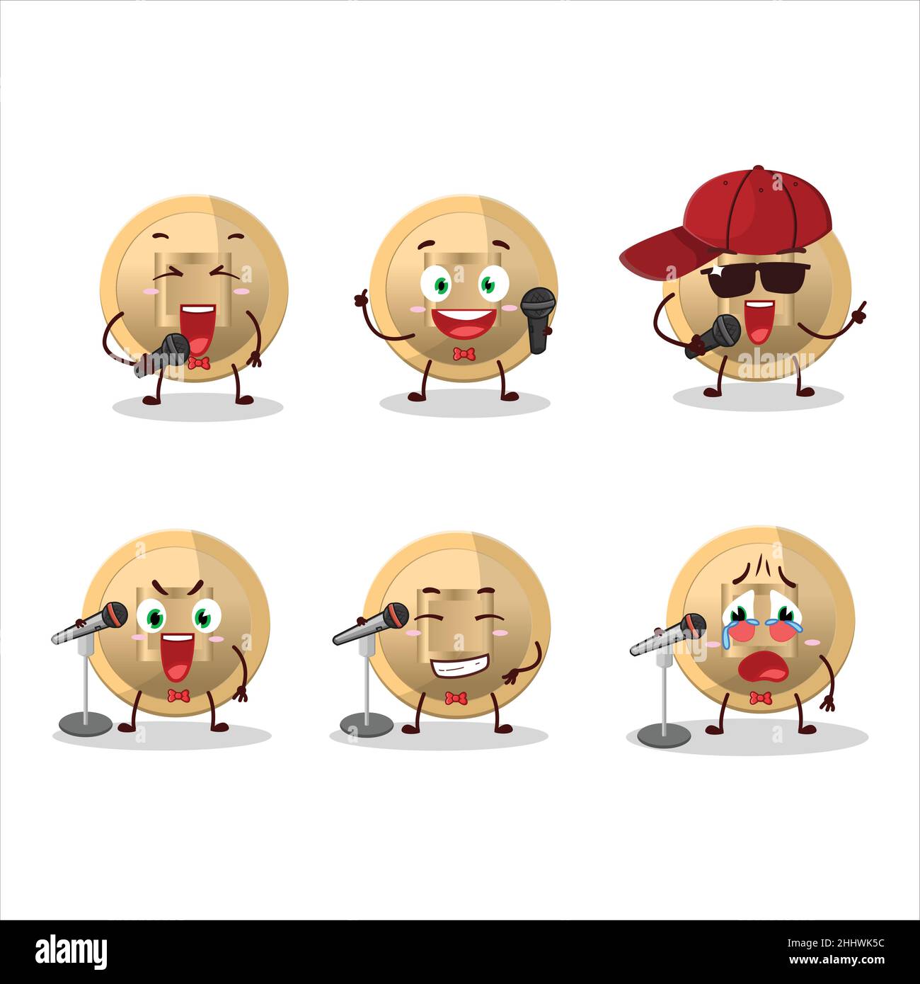 A Cute Cartoon design concept of chinese coin singing a famous song ...
