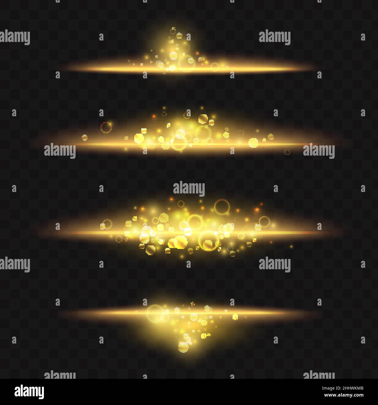 Gold glowing light effect vector illustration. Magic shiny golden dust ...