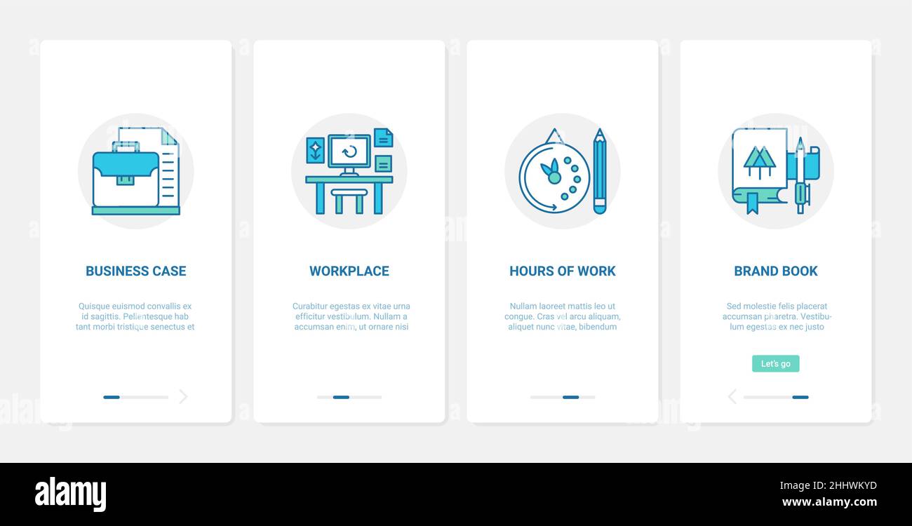 Business office workspace and work time vector illustration. UX, UI ...