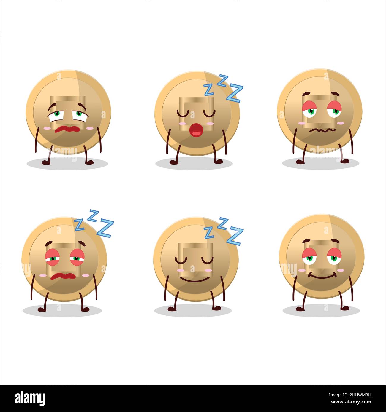 Cartoon character of chinese coin with sleepy expression. Vector ...