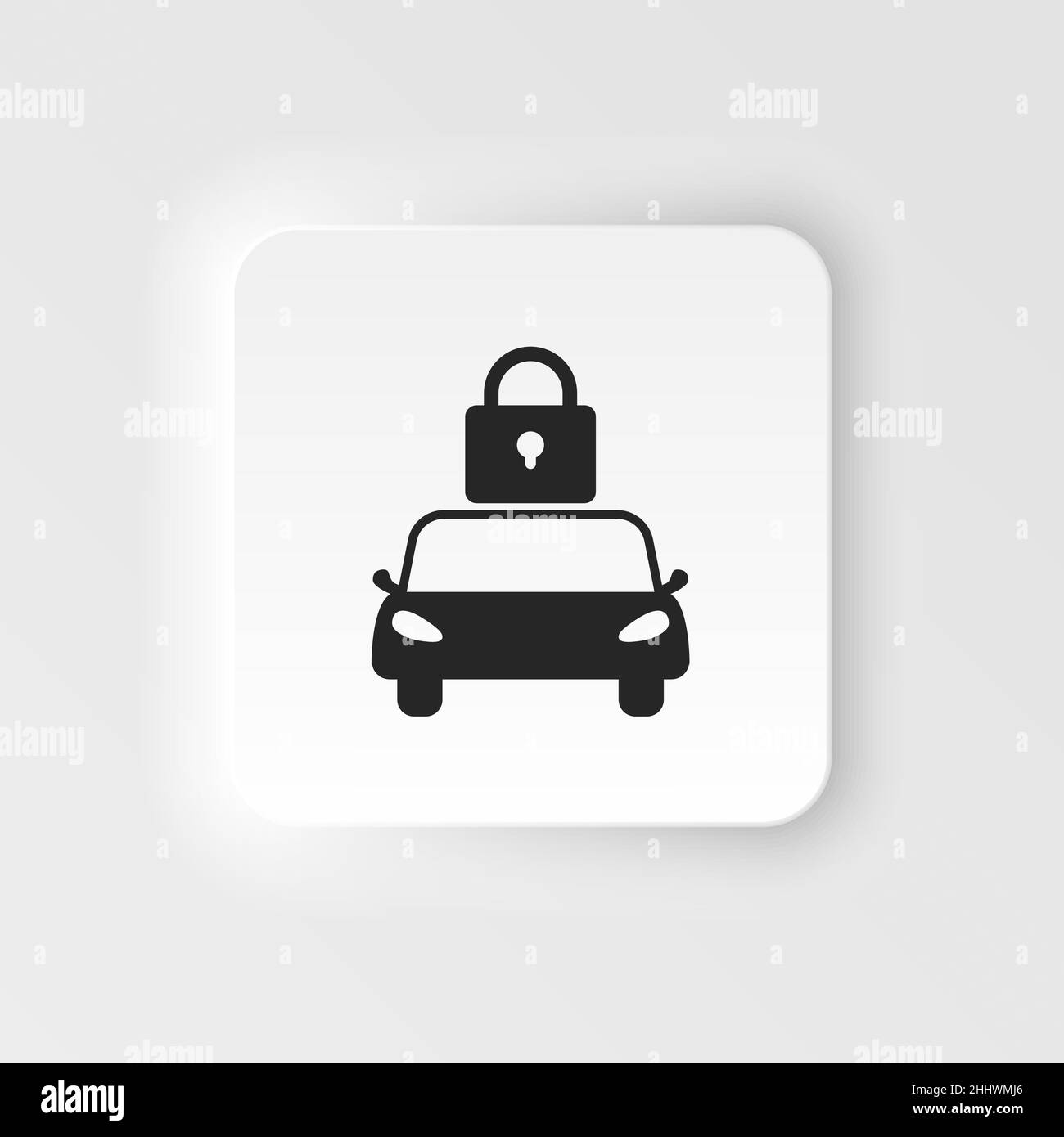 Car lock neumorphic icon, vector simple isolated black illustration ...