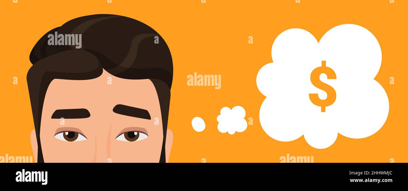 Cartoon illustration businessman thinking money hi-res stock ...