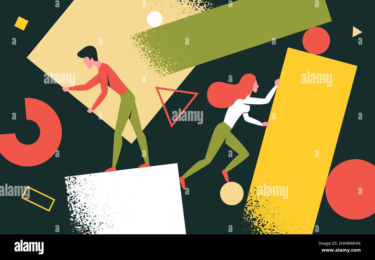 Creative problem solving concept vector illustration. Cartoon man woman ...