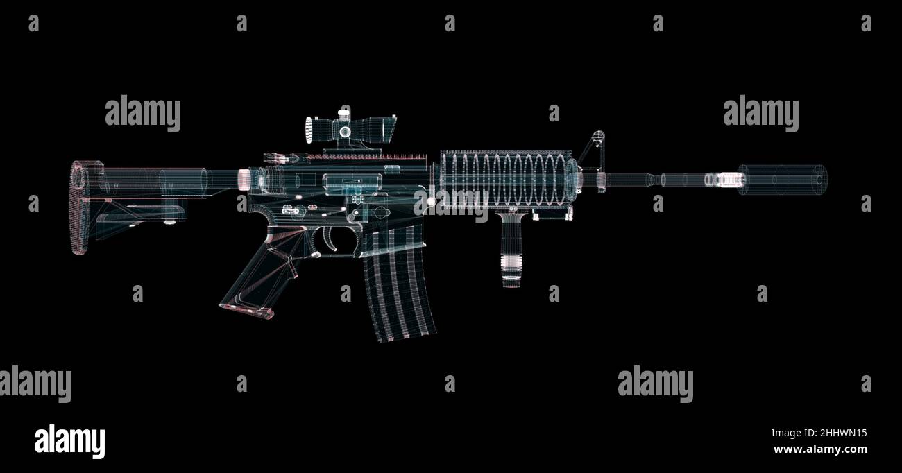 Submachine Gun Hologram. Weapon and Technology Concept Stock Photo - Alamy