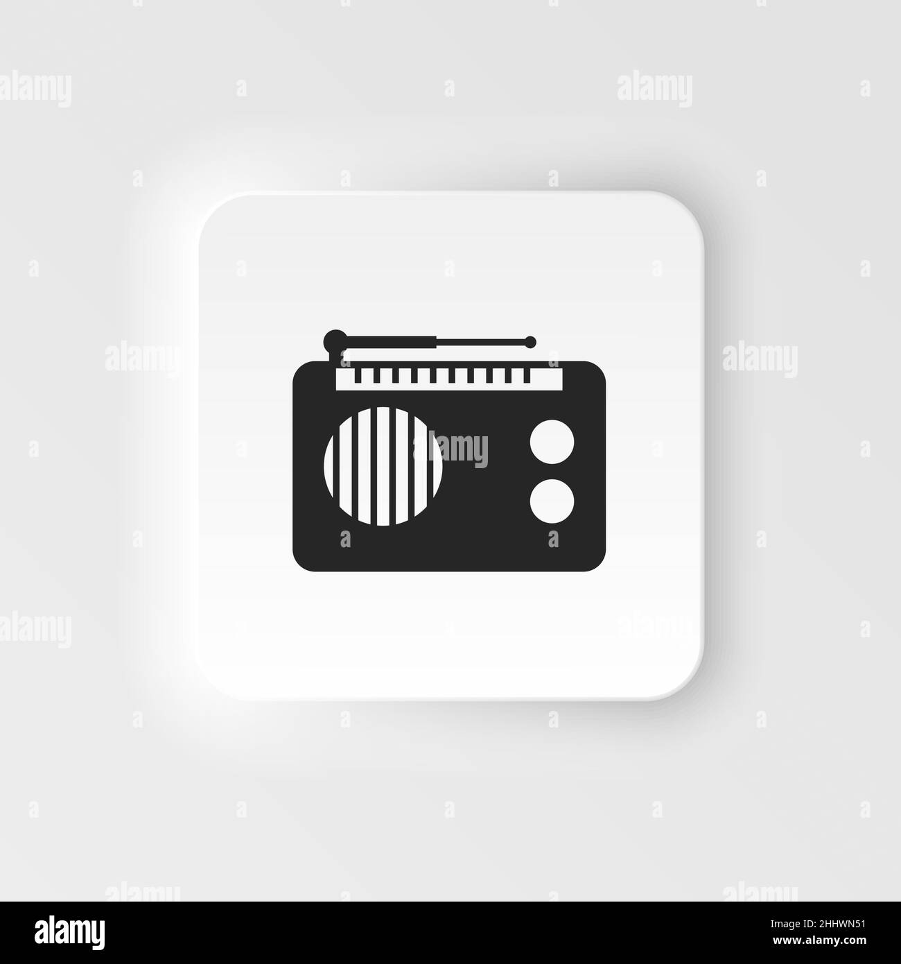 Radio neumorphic icon vector, Old retro Receiver waves, tuner sign ...