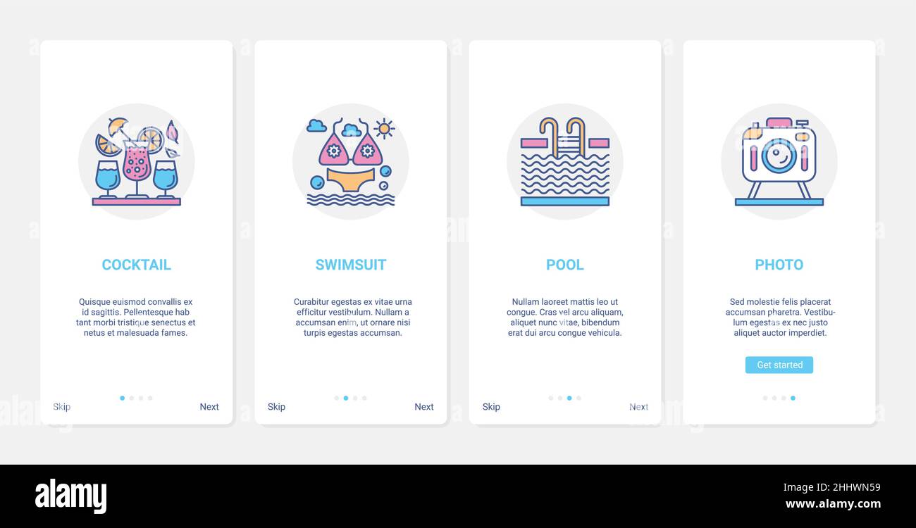 Summer time beach vacation activity vector illustration. UI, UX ...