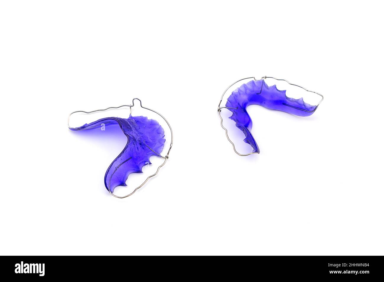 Blue dental braces retainer isolated on white background Stock Photo ...