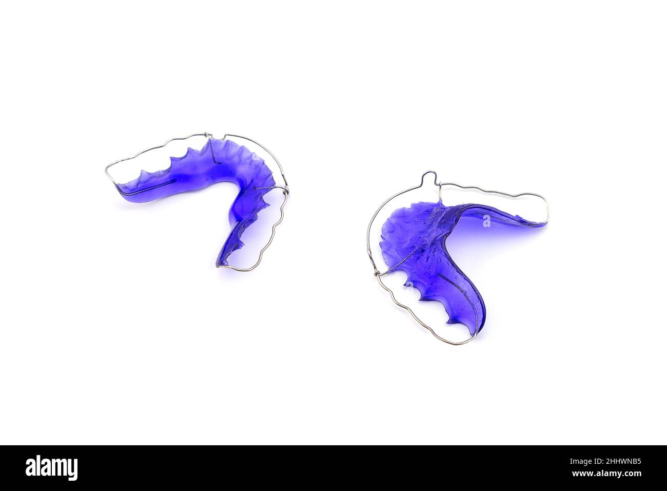 Blue dental braces retainer isolated on white background Stock Photo ...