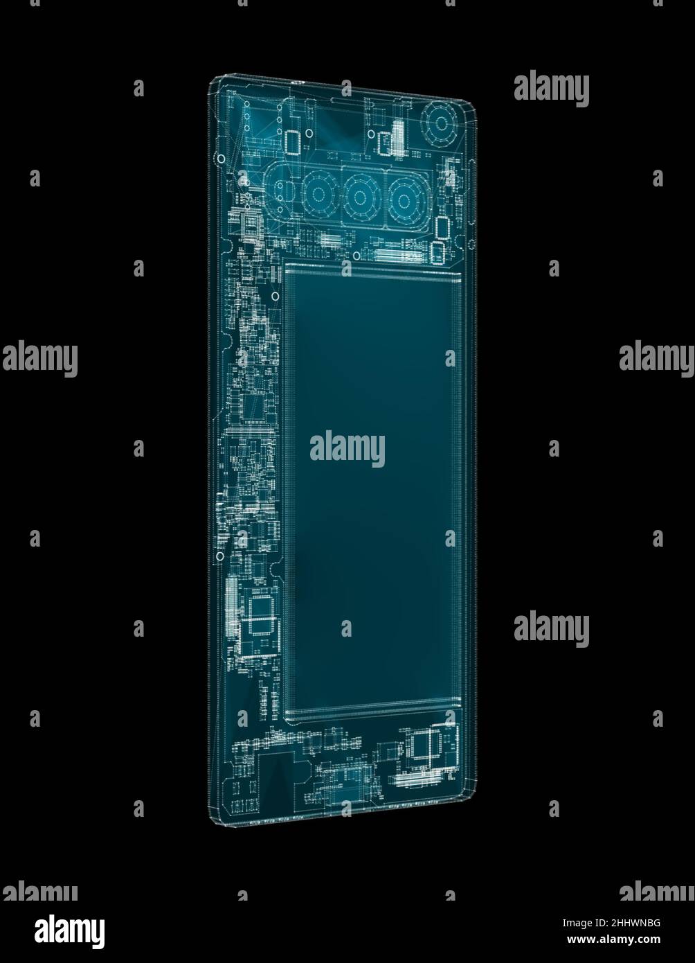 Hologram of Smart phone with chips and mother board Stock Photo - Alamy