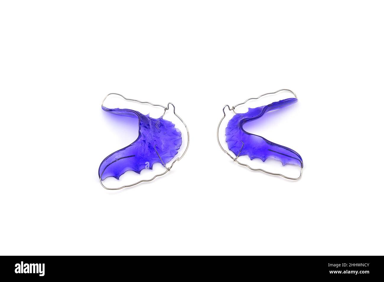Blue dental braces retainer isolated on white background Stock Photo ...