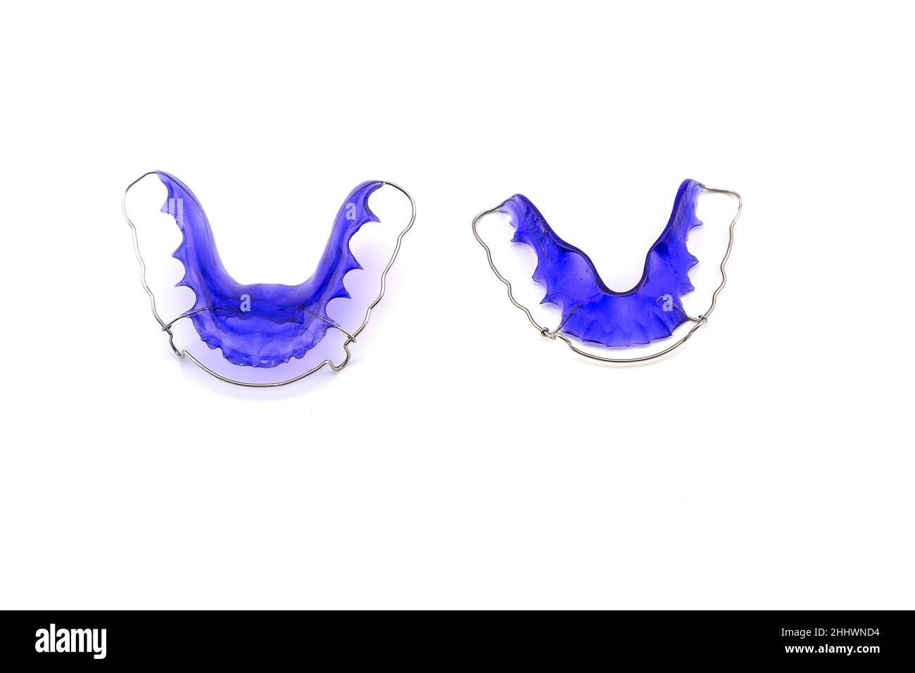 Blue dental braces retainer isolated on white background Stock Photo ...