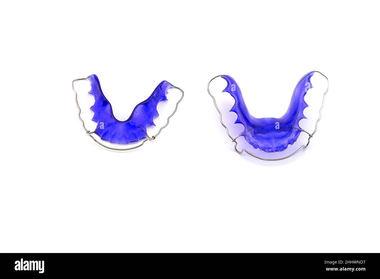 Blue dental braces retainer isolated on white background Stock Photo ...