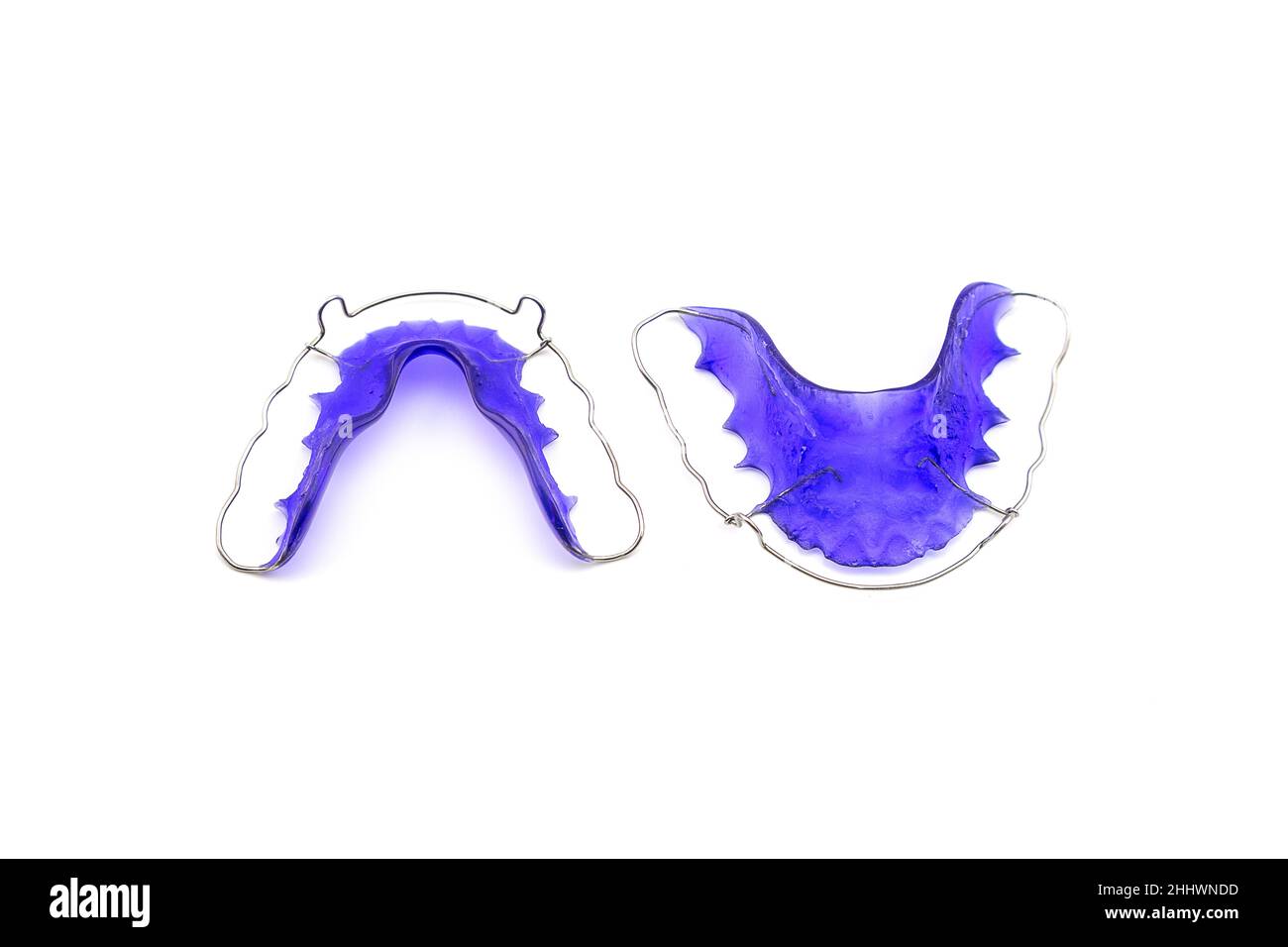 Blue dental braces retainer isolated on white background Stock Photo ...