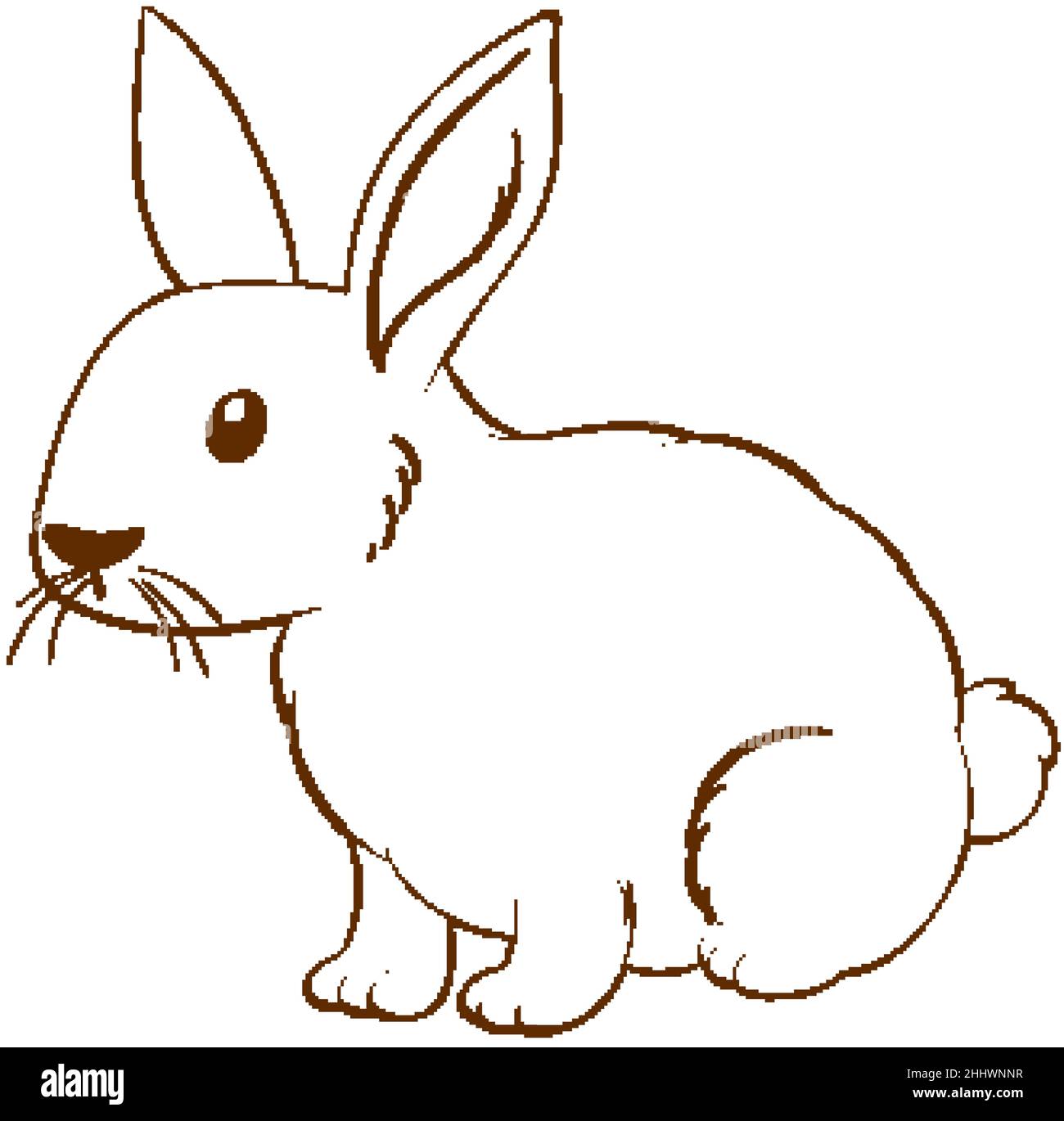 Rabbit in doodle simple style on white background illustration Stock ...