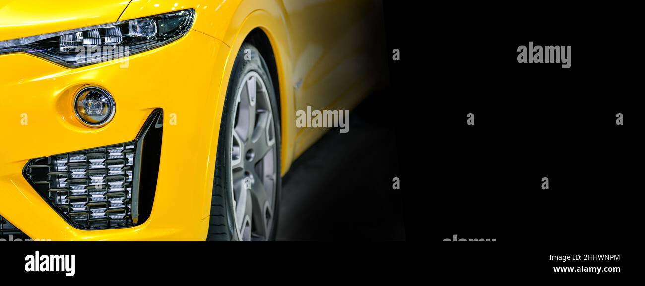 Yellow Car Black Background