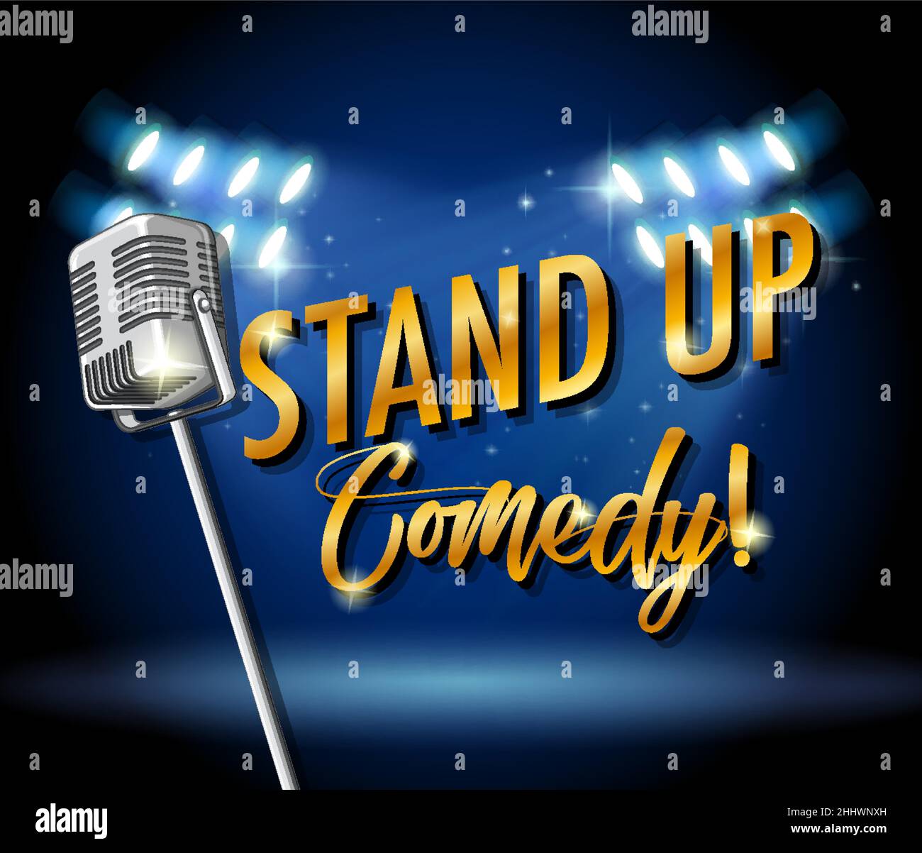 Stand up comedy banner with vintage microphone illustration Stock ...