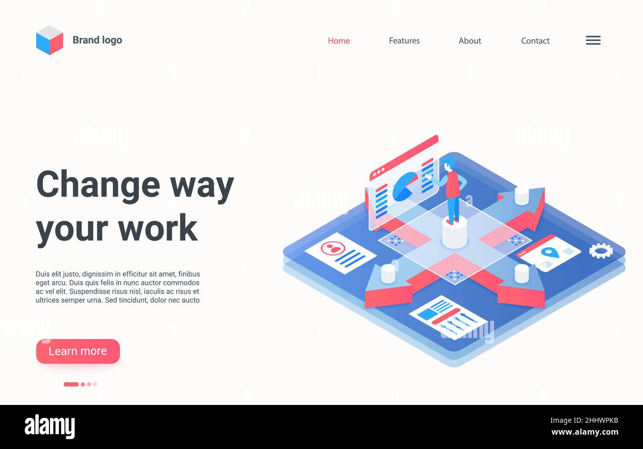 Change way your work concept isometric vector illustration. Cartoon 3d ...