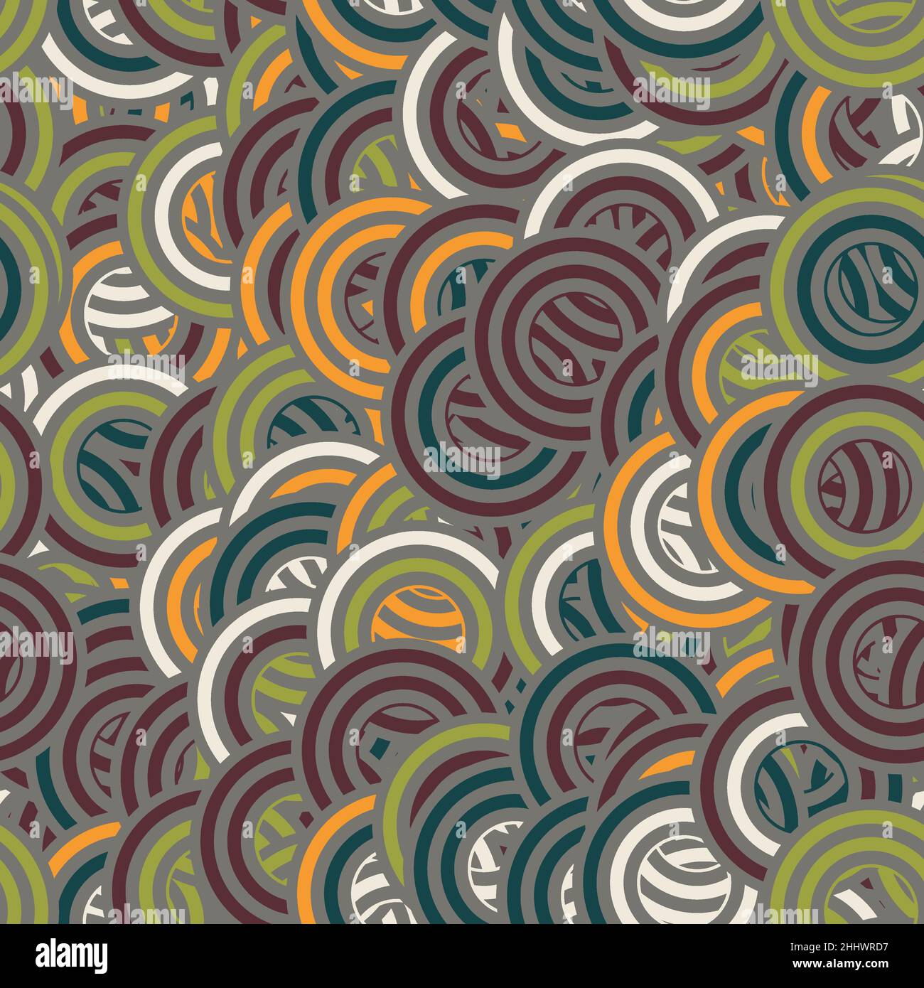 Seamless concentric circle in retro colors dizzy surface pattern design ...