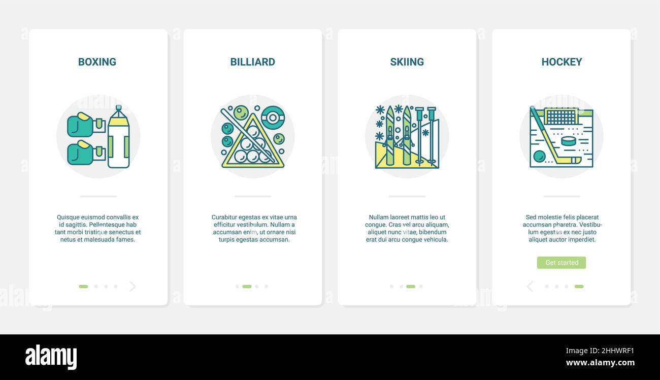 Sport equipment vector illustration. UX, UI onboarding mobile app page ...