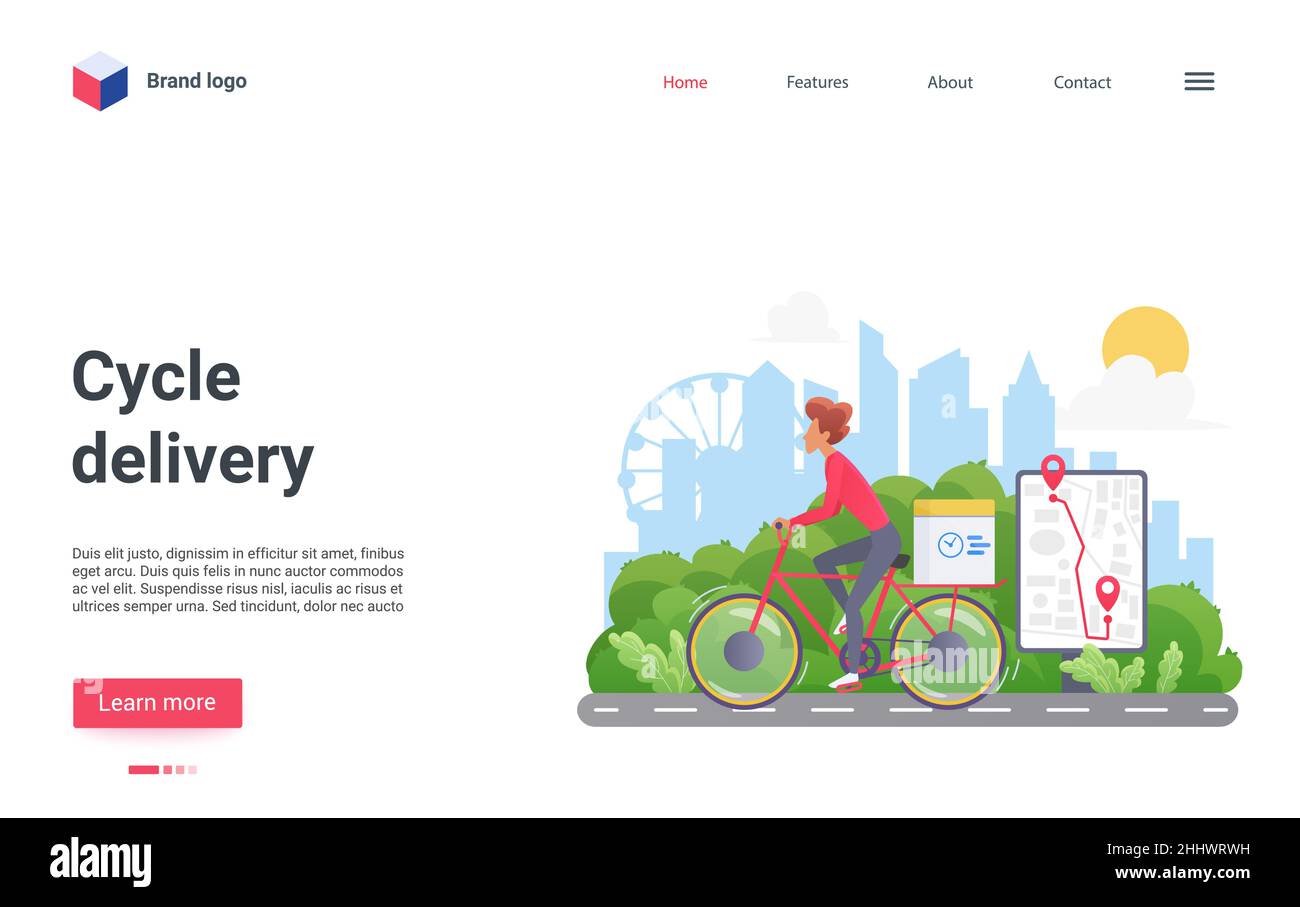 Cycle delivery vector illustration. Cartoon man courier cyclist ...