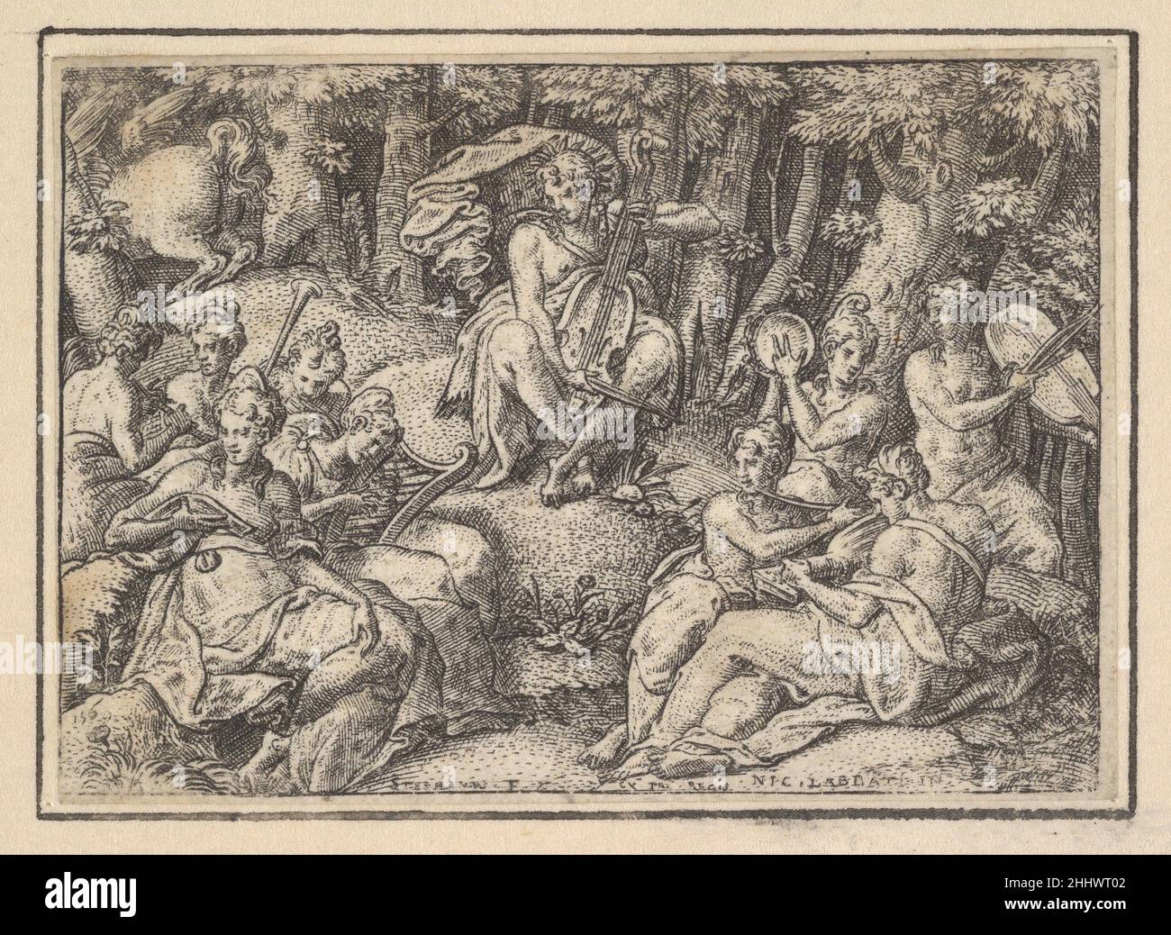 Apollo on Parnassus (Apollon sur le Parnasse) 1540–83 Etienne Delaune ...