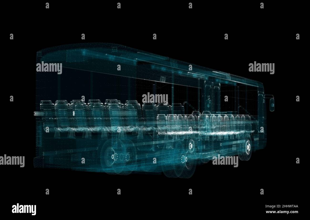 Electric Smart Bus Hologram. Transport, Eco and Technology Concept ...