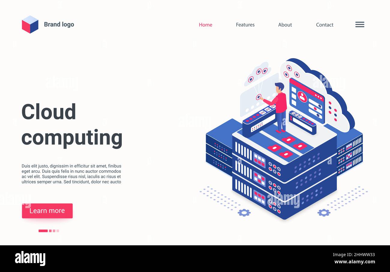 Cloud computing tech concept isometric vector illustration. Cartoon 3d ... Cloud computing tech concept isometric vector illustration. Cartoon 3d ...