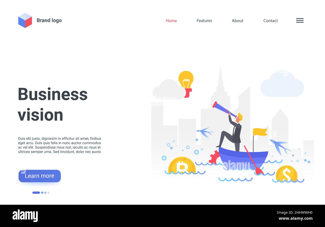 Business vision concept vector illustration. Cartoon businessman leader ...