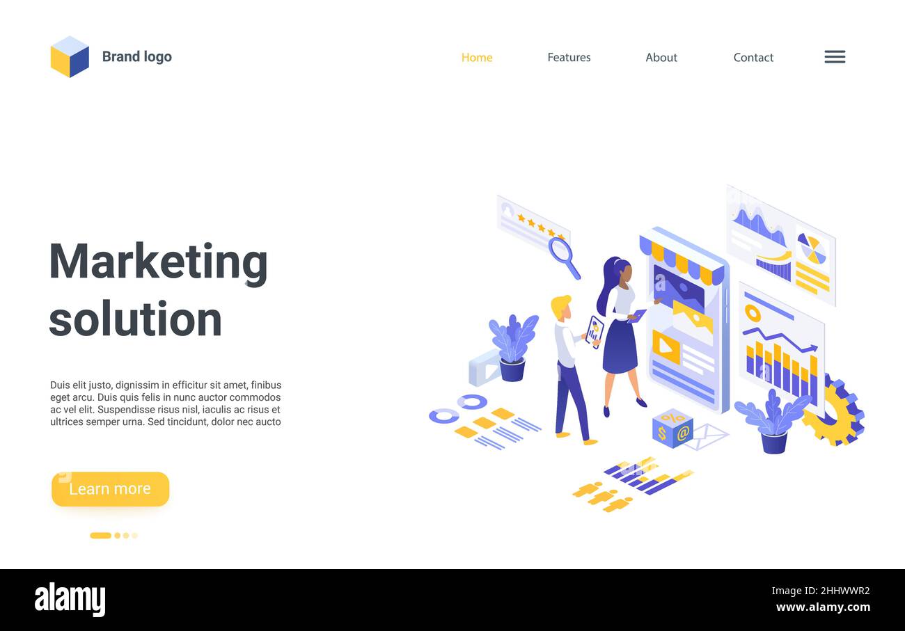 Digital marketing solution isometric vector illustration. Cartoon 3d ...