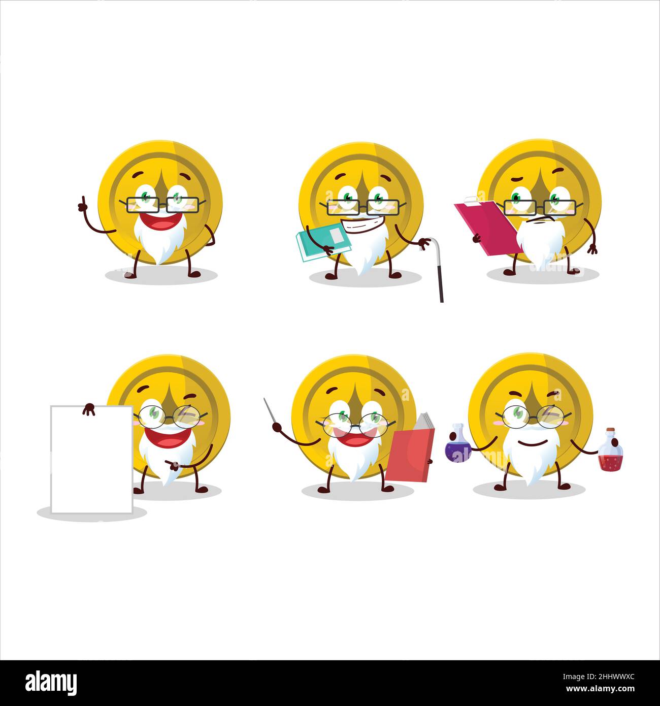 Professor gold coin academic cartoon character working on laboratory ...