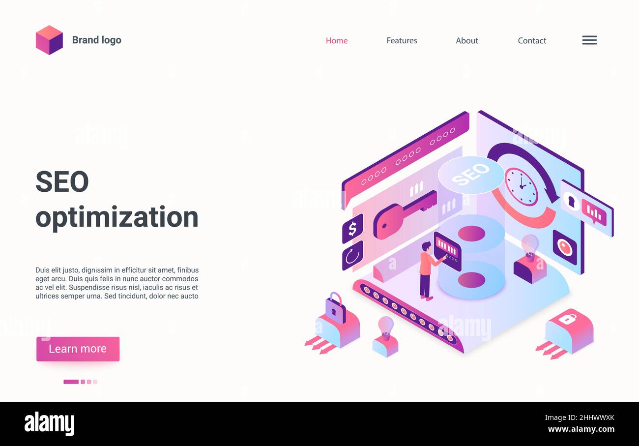 Seo optimization technology isometric vector illustration. Cartoon 3d ...