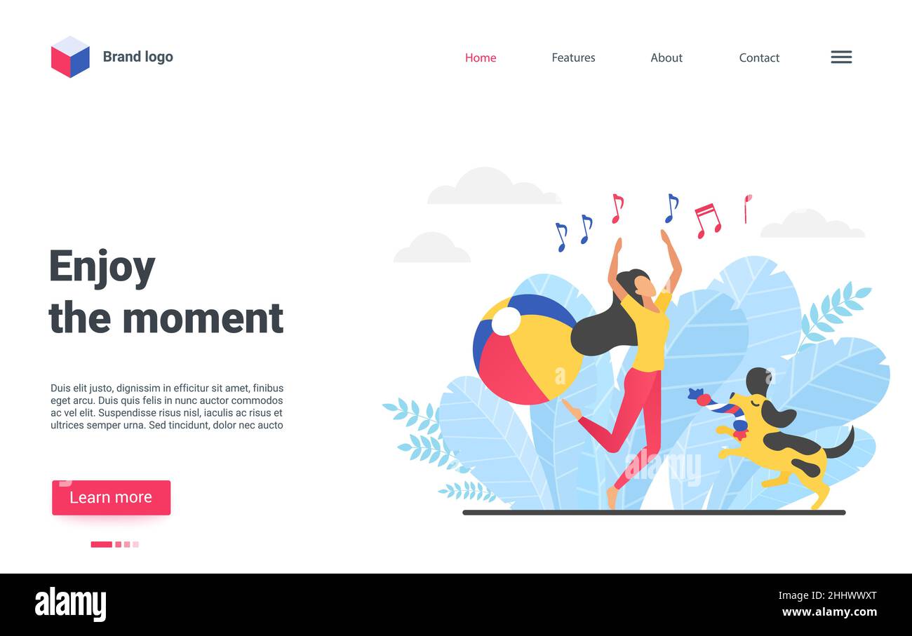 Enjoy moment concept vector illustration. Cartoon girl character ...