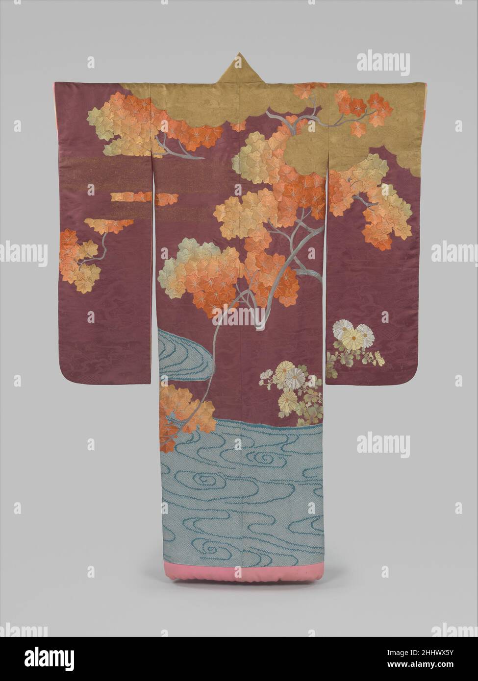 Outer Robe (Uchikake) with Maple Tree and River first half of the 20th ...