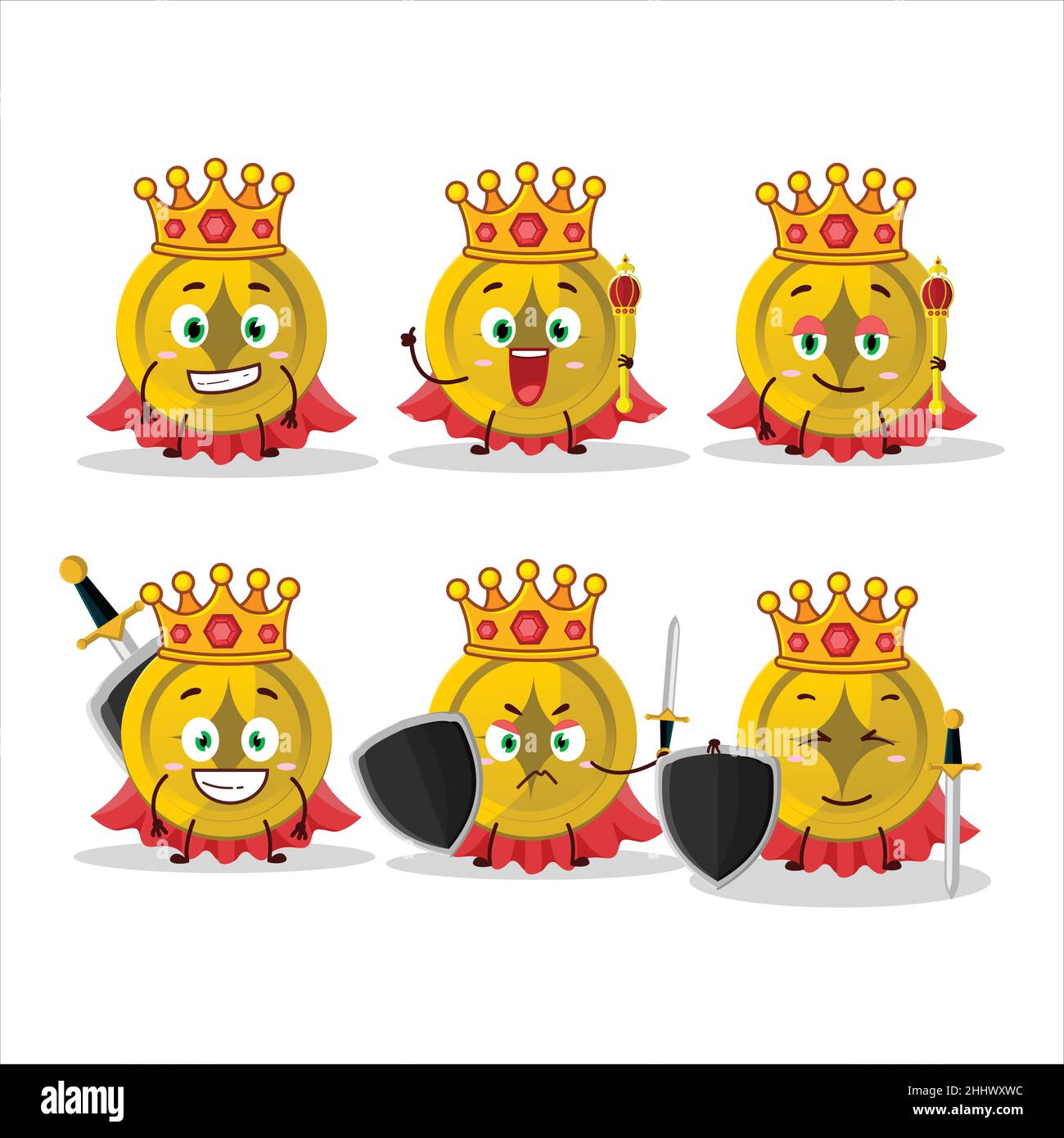 A Charismatic King gold coin cartoon character wearing a gold crown ...