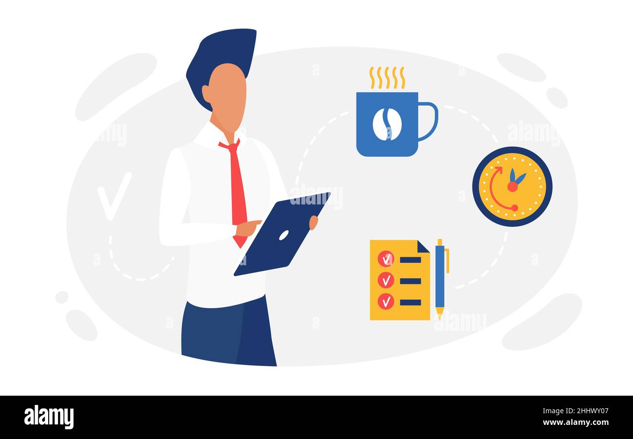 Business people planning, time management concept vector illustration ...