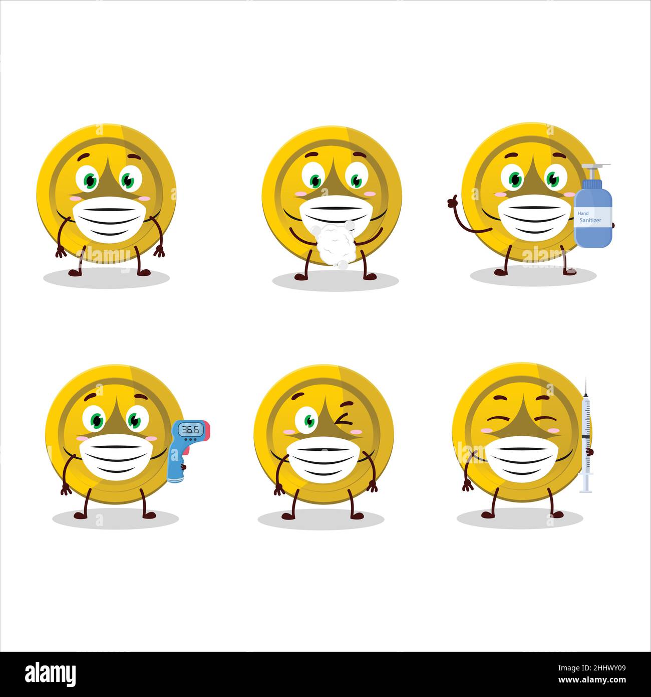 A picture of gold coin cartoon design style keep staying healthy during ...