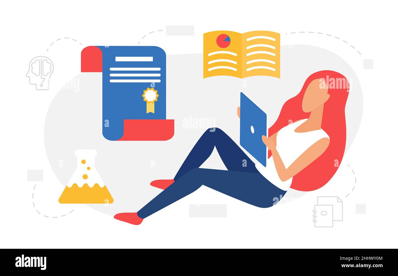 Educational technology, online education and graduation concept vector ...