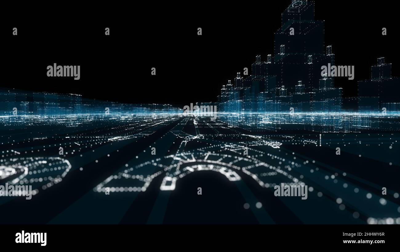 Futuristic Smart Digital City. Smart City And Technology Business Concept Stock Photo - Alamy