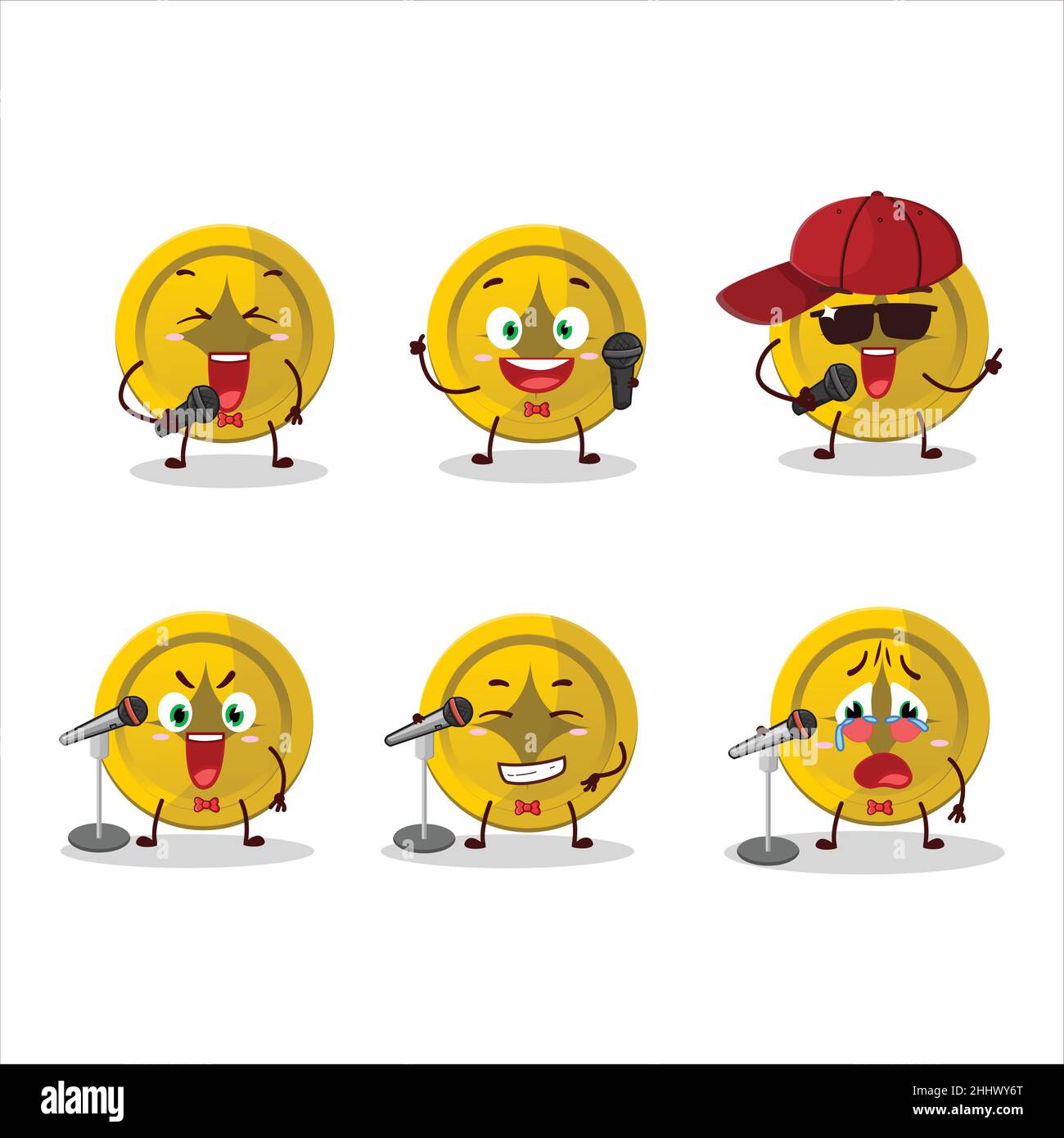 A Cute Cartoon design concept of gold coin singing a famous song ...